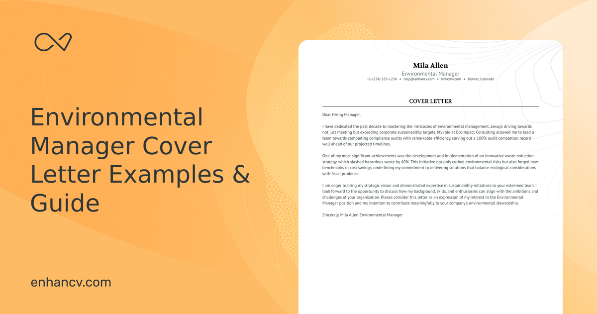 5 Professional Environmental Manager Cover Letter Examples and Template ...