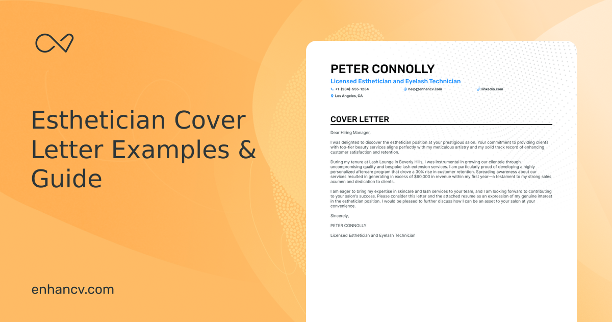 12 Professional Esthetician Cover Letter Examples and Template for 2025 ...