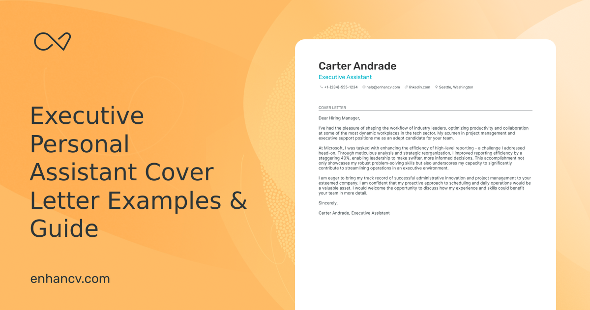 Professional Executive Personal Assistant Cover Letter Examples and ...