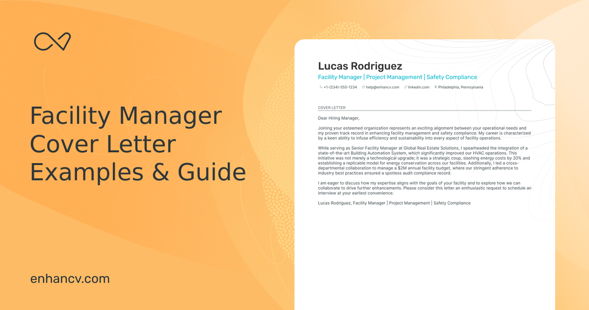 Professional Facility Manager Cover Letter Examples and Template for ...