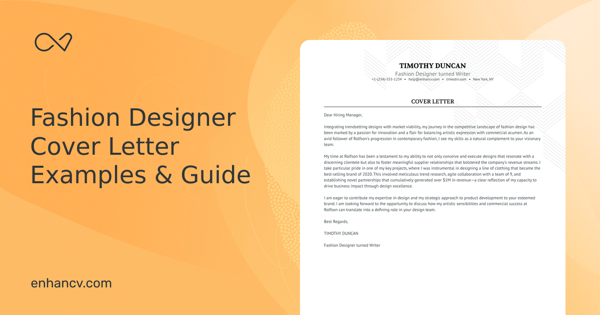 6 Professional Fashion Designer Cover Letter Examples and Template for ...