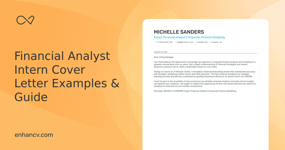 Professional Financial Analyst Intern Cover Letter Examples and Template for 2025 | Enhancv
