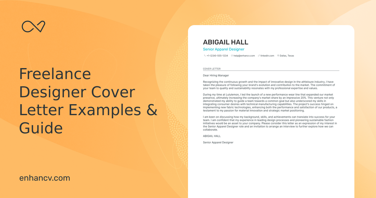 Professional Freelance Designer Cover Letter Examples and Template for ...