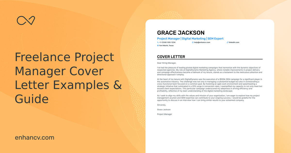 Professional Freelance Project Manager Cover Letter Examples and ...