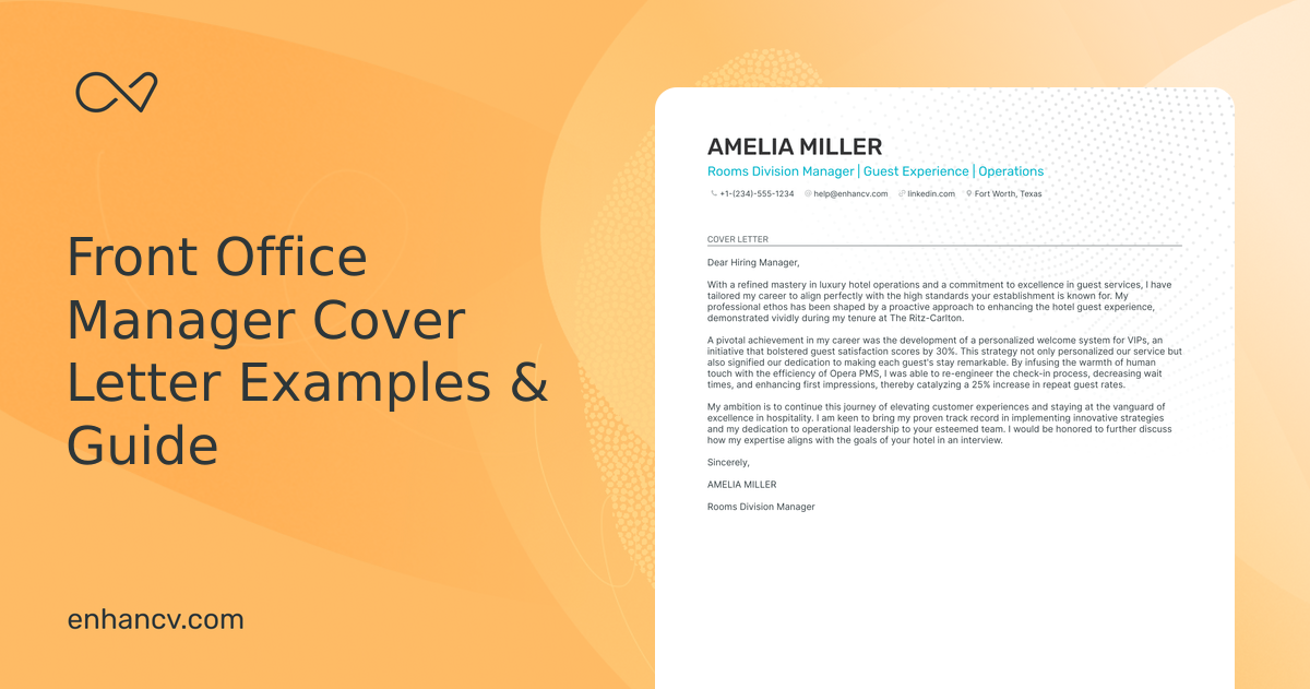 Professional Front Office Manager Cover Letter Examples and Template ...