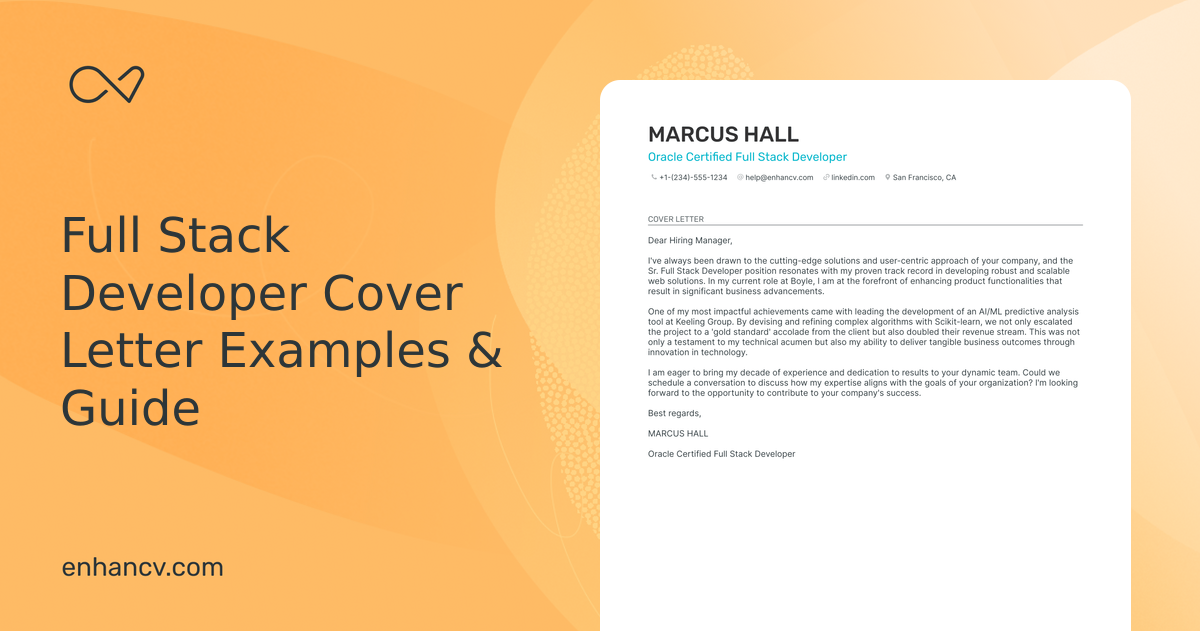 11 Professional Full Stack Developer Cover Letter Examples and Template ...