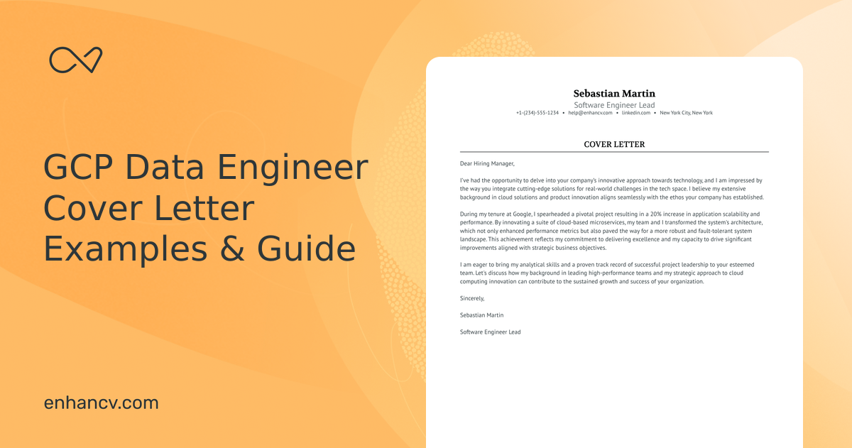 Professional GCP Data Engineer Cover Letter Examples and Template for ... Professional GCP Data Engineer Cover Letter Examples and Template for ...