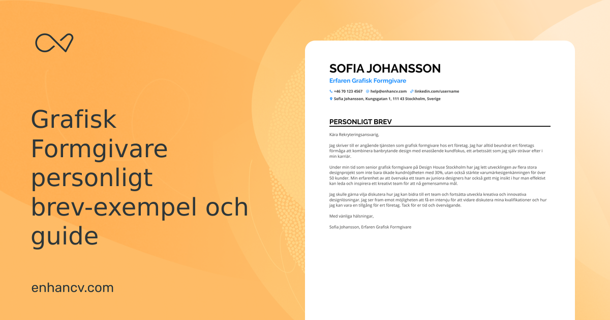 Grafisk Formgivare Personligt brev-exempel för 2026