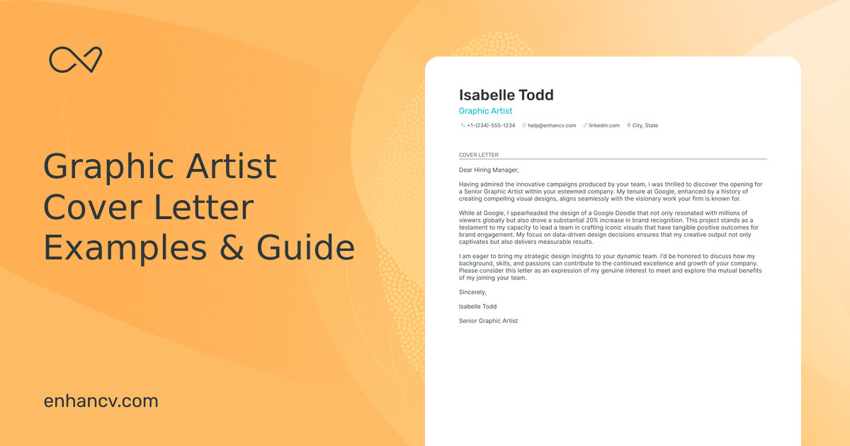 Professional Graphic Artist Cover Letter Examples and Template for 2025 ...