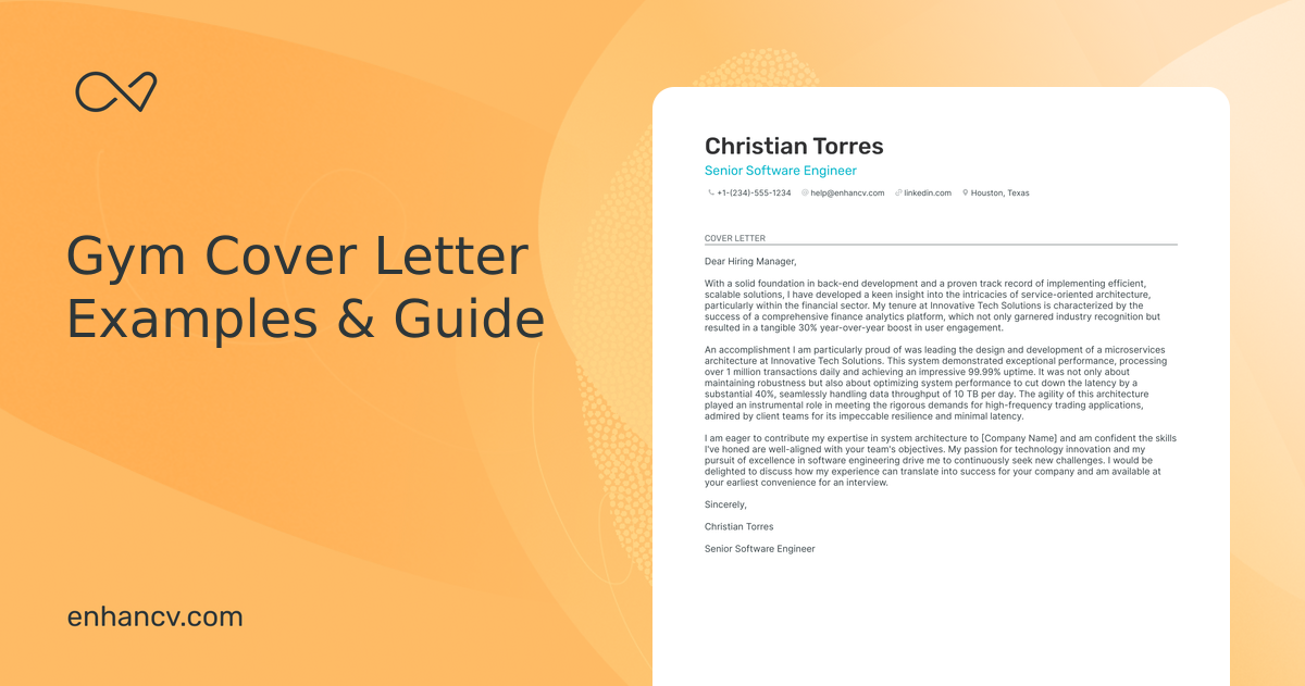 Professional Gym Cover Letter Examples and Template for 2026 | Enhancv