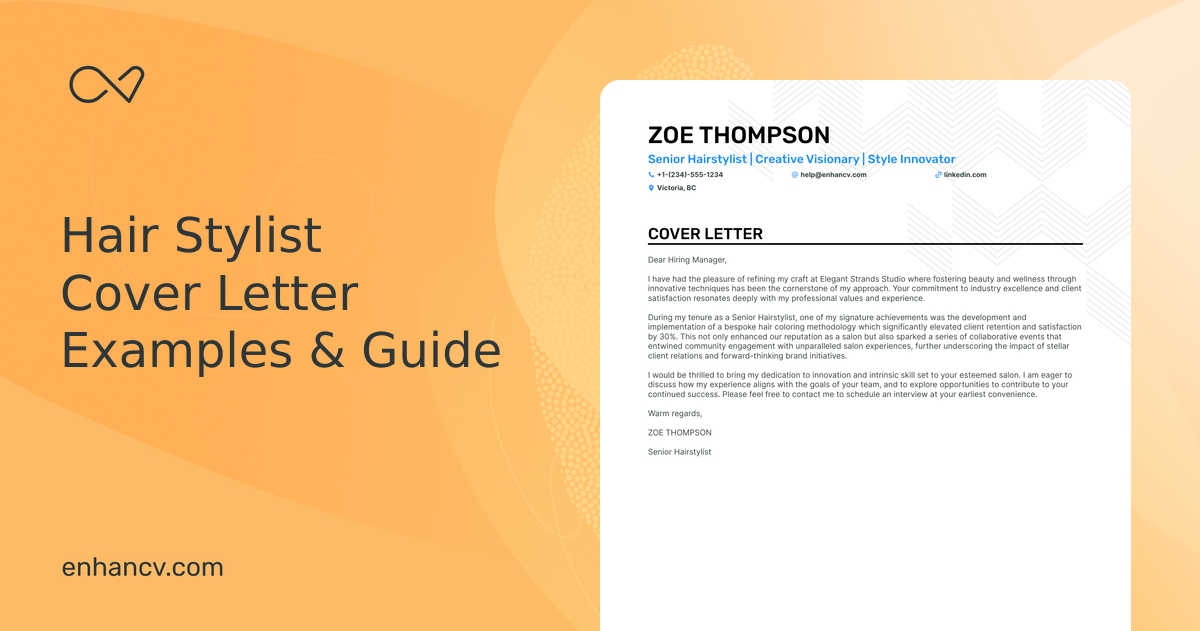 6 Professional Hair Stylist Cover Letter Examples and Template for 2026 ...