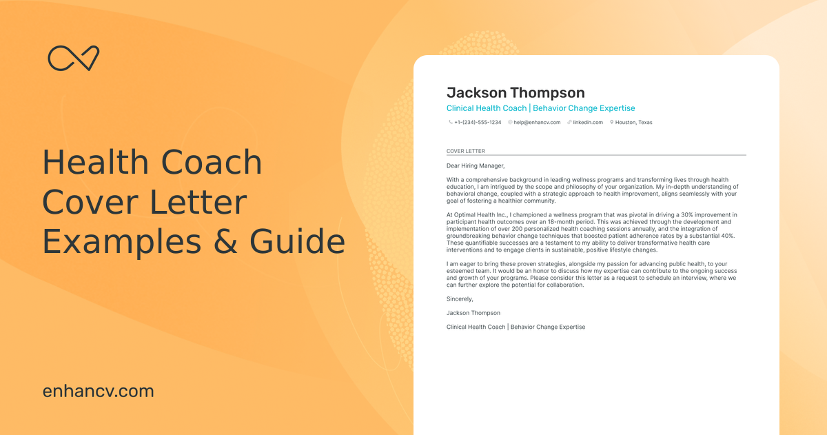 6 Professional Health Coach Cover Letter Examples and Template for 2026 ...