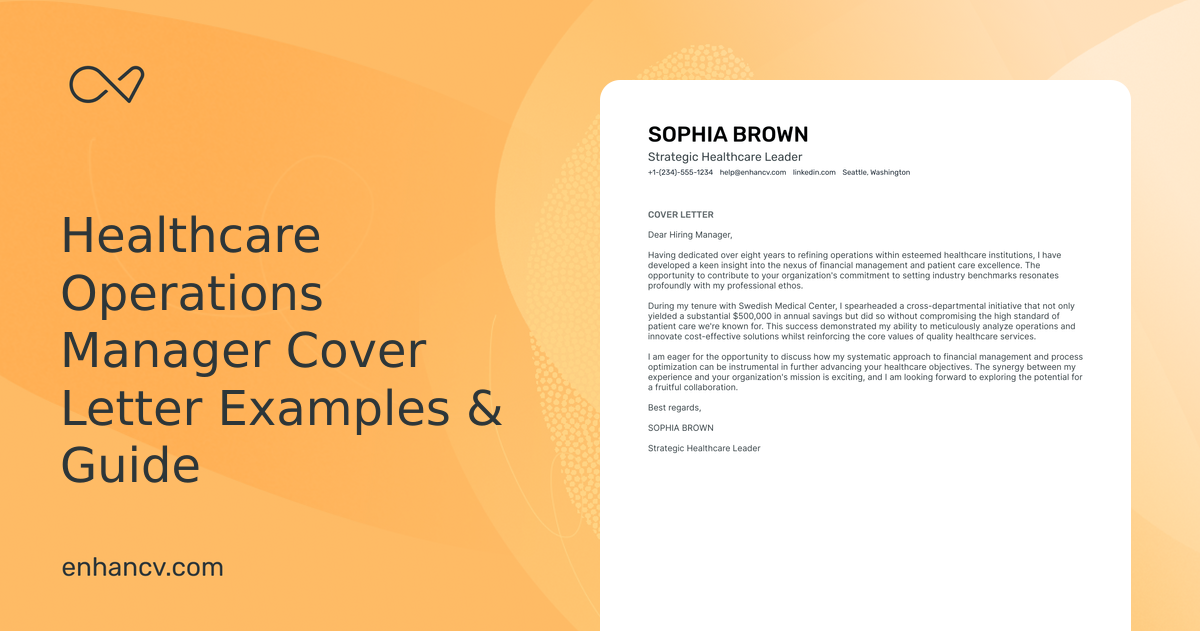 Professional Healthcare Operations Manager Cover Letter Examples and ...