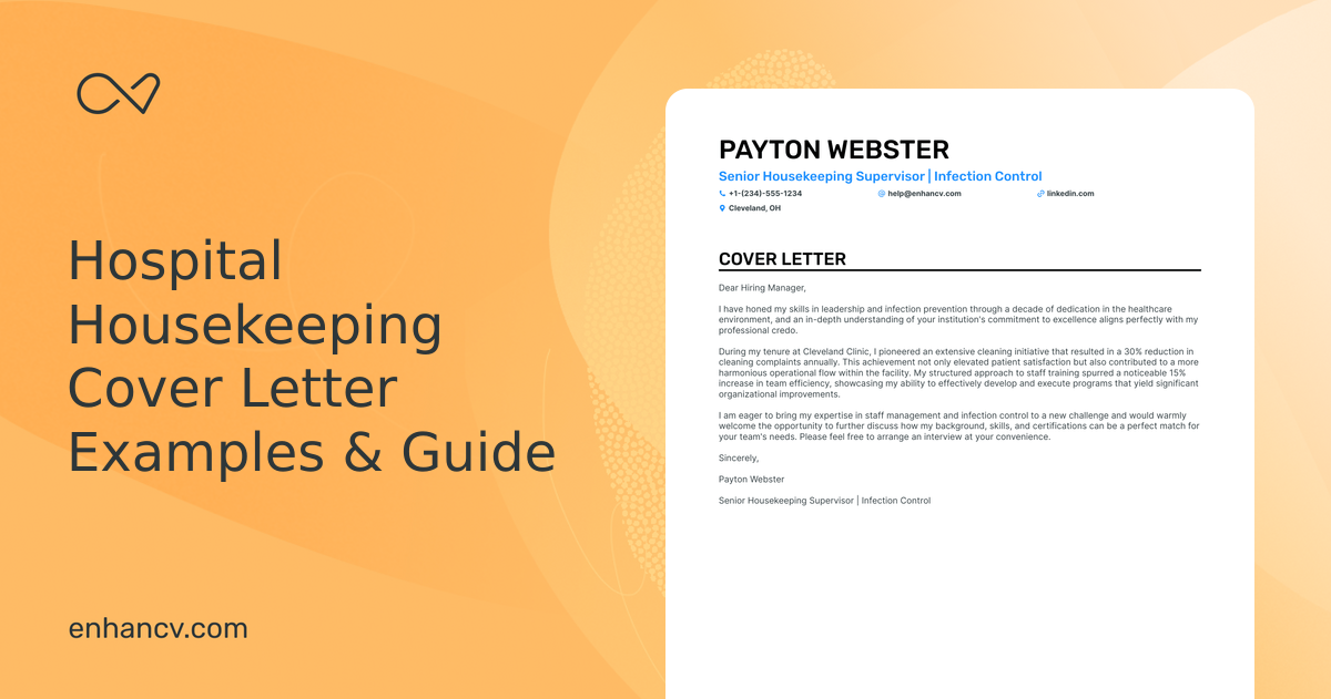 Professional Hospital Housekeeping Cover Letter Examples and Template ...