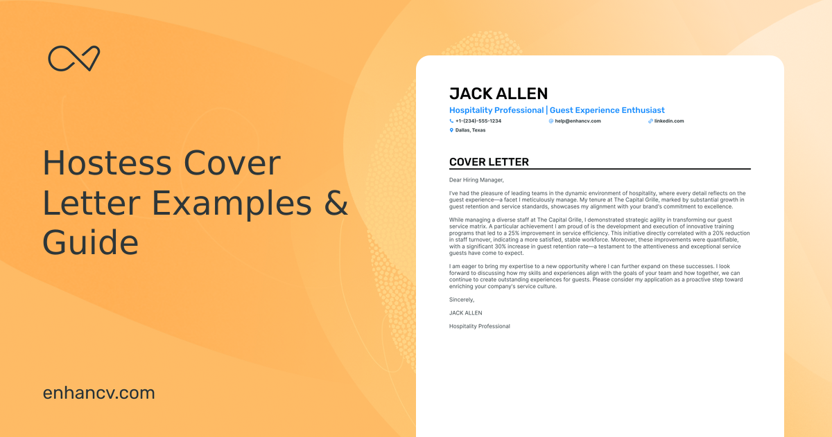 3 Professional Hostess Cover Letter Examples and Template for 2025 ...