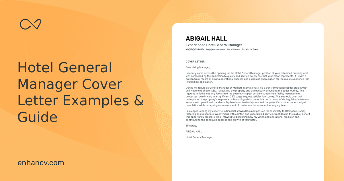 10 Professional Hotel General Manager Cover Letter Examples and ...