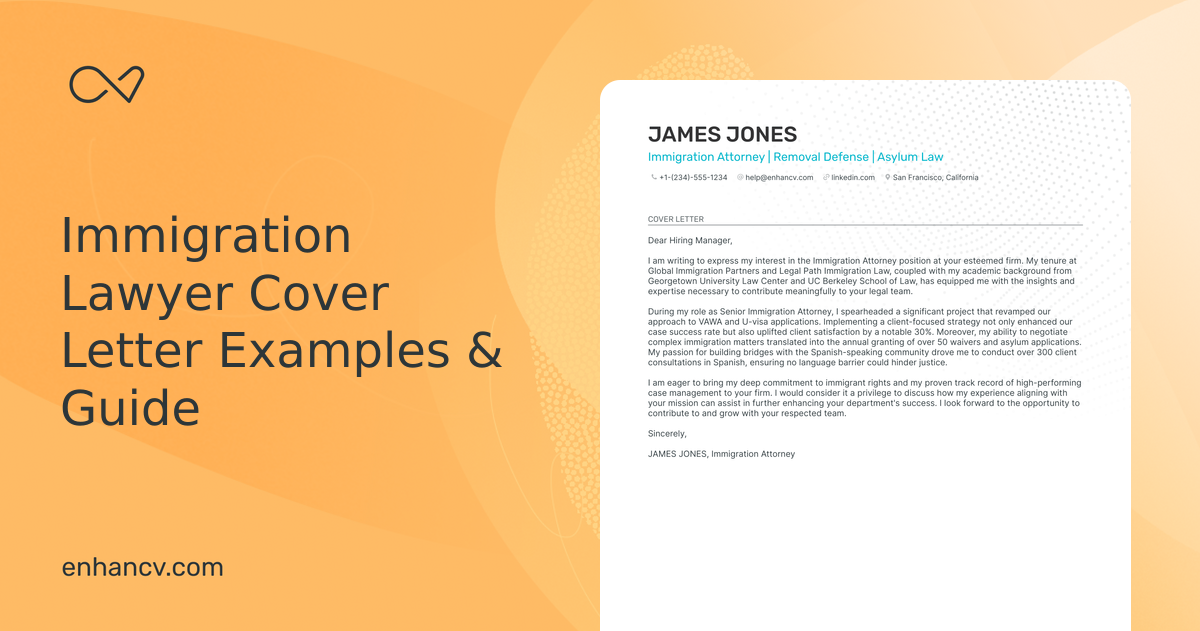 Professional Immigration Lawyer Cover Letter Examples and Template for ...