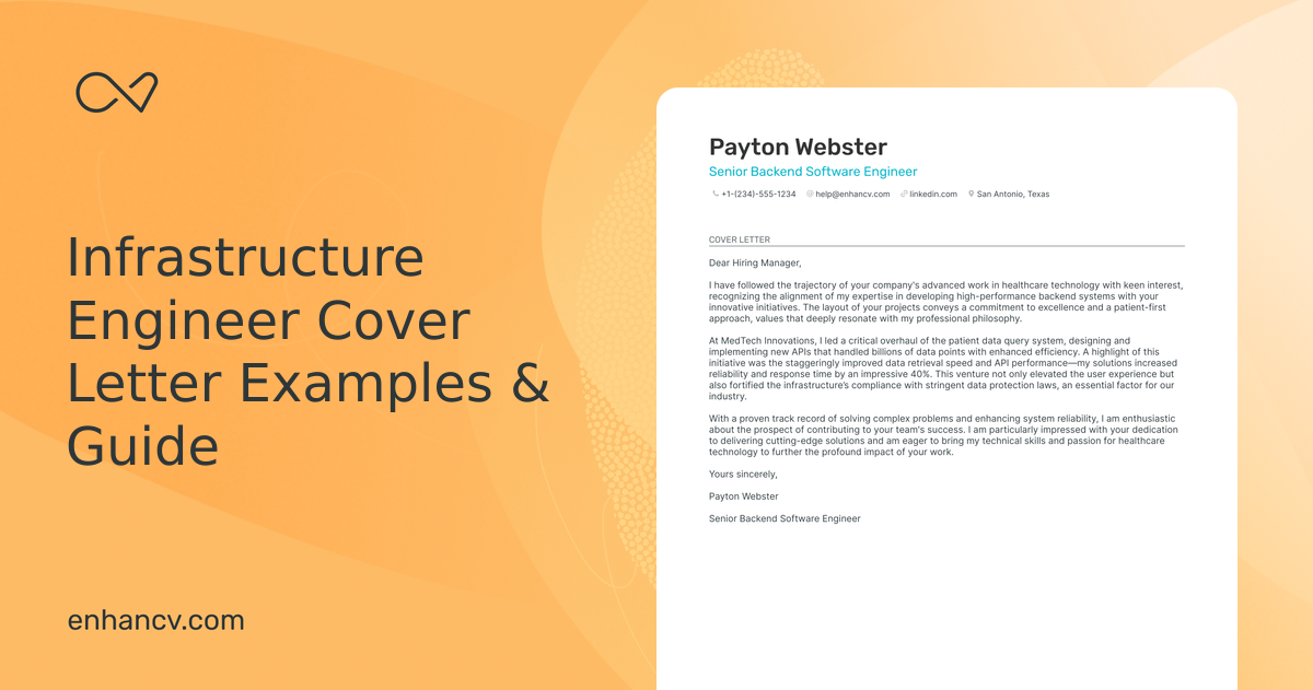 Professional Infrastructure Engineer Cover Letter Examples and Template ...