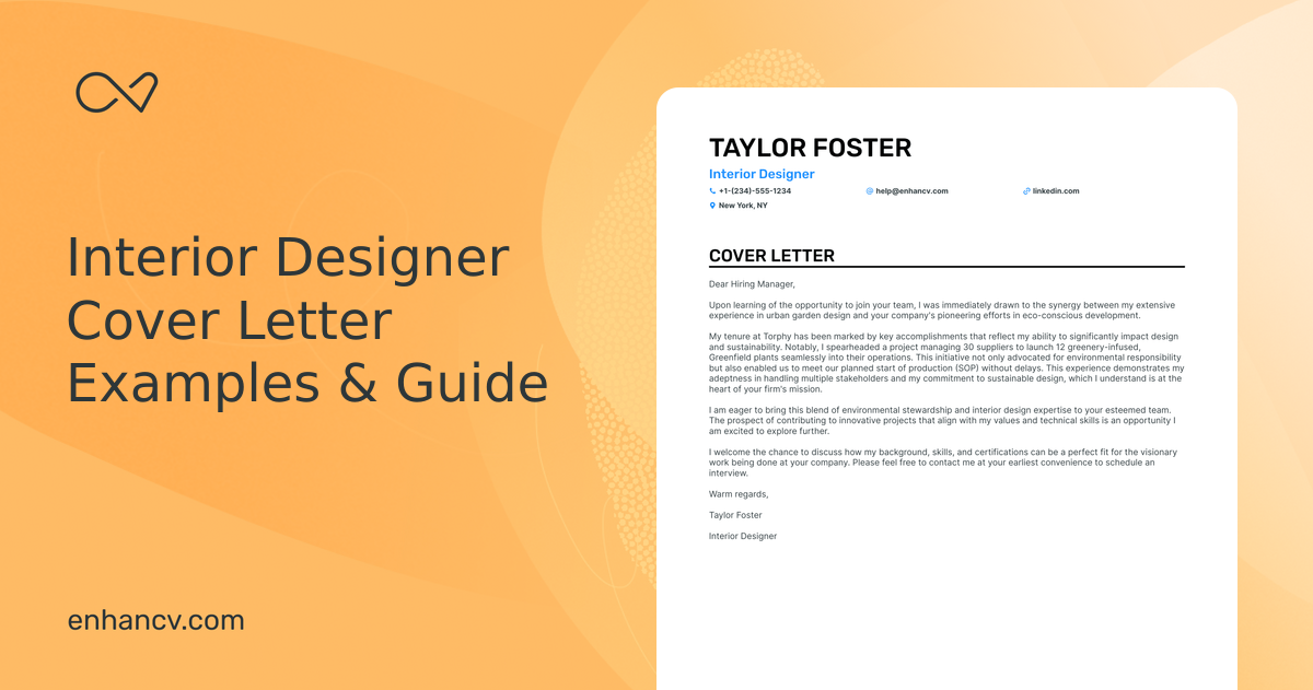 7 Professional Interior Designer Cover Letter Examples and Template for ...