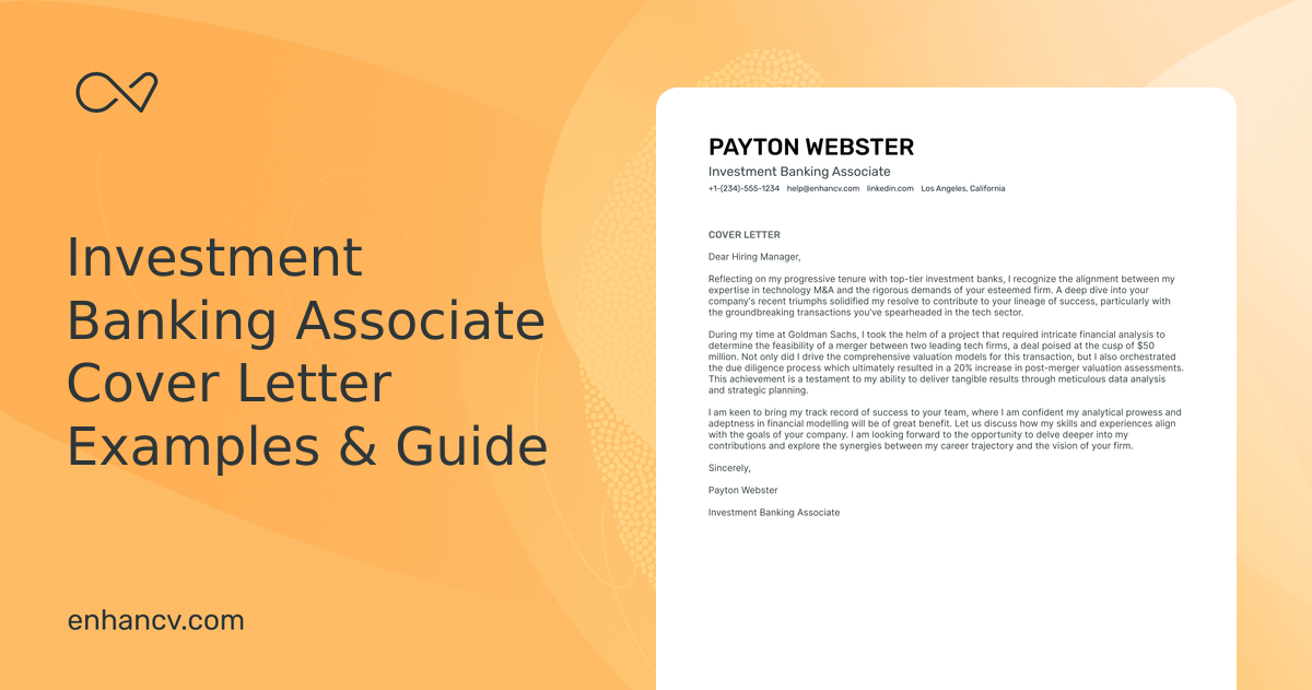 Professional Investment Banking Associate Cover Letter Examples and ...