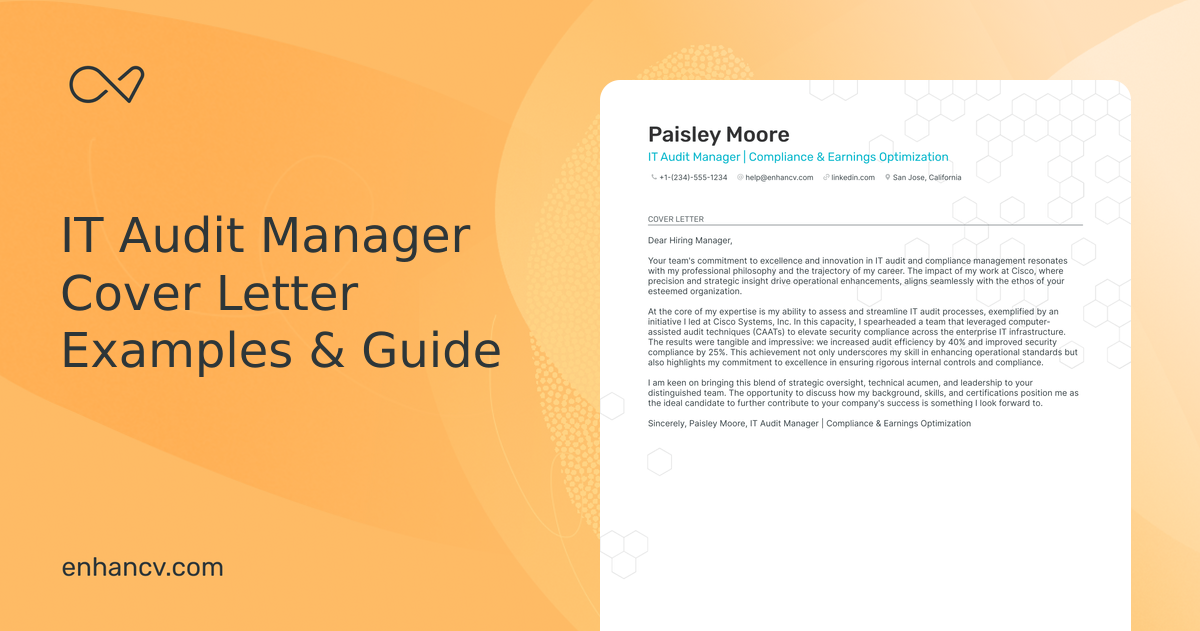 Professional IT Audit Manager Cover Letter Examples and Template for ...