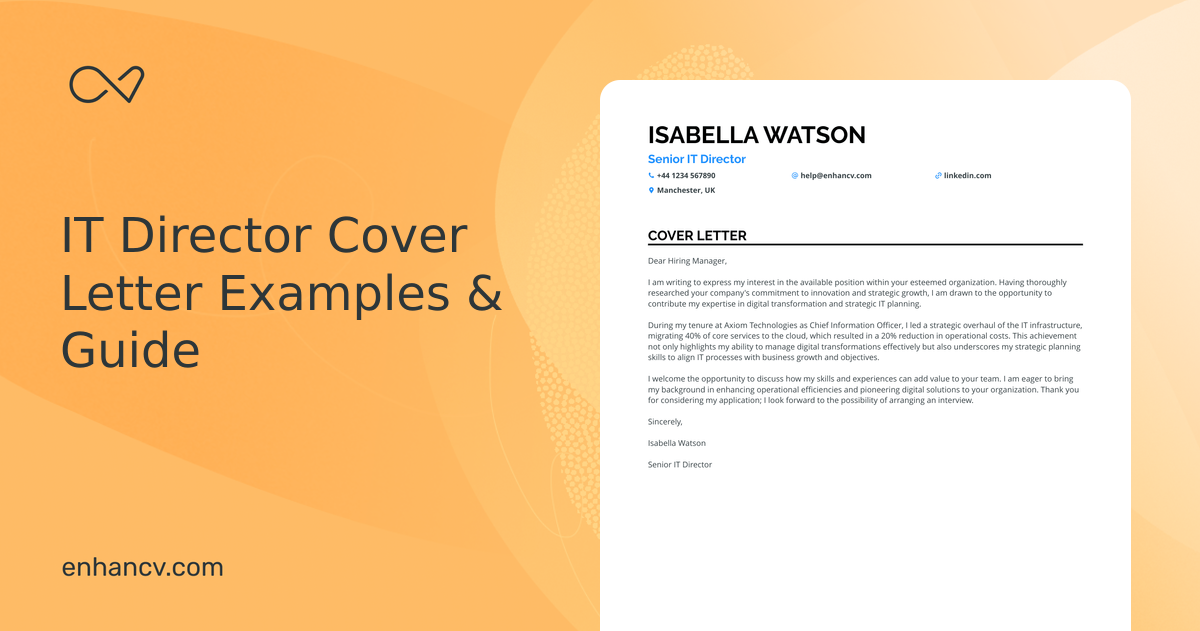 IT Director Cover Letter Examples & Guide for 2026