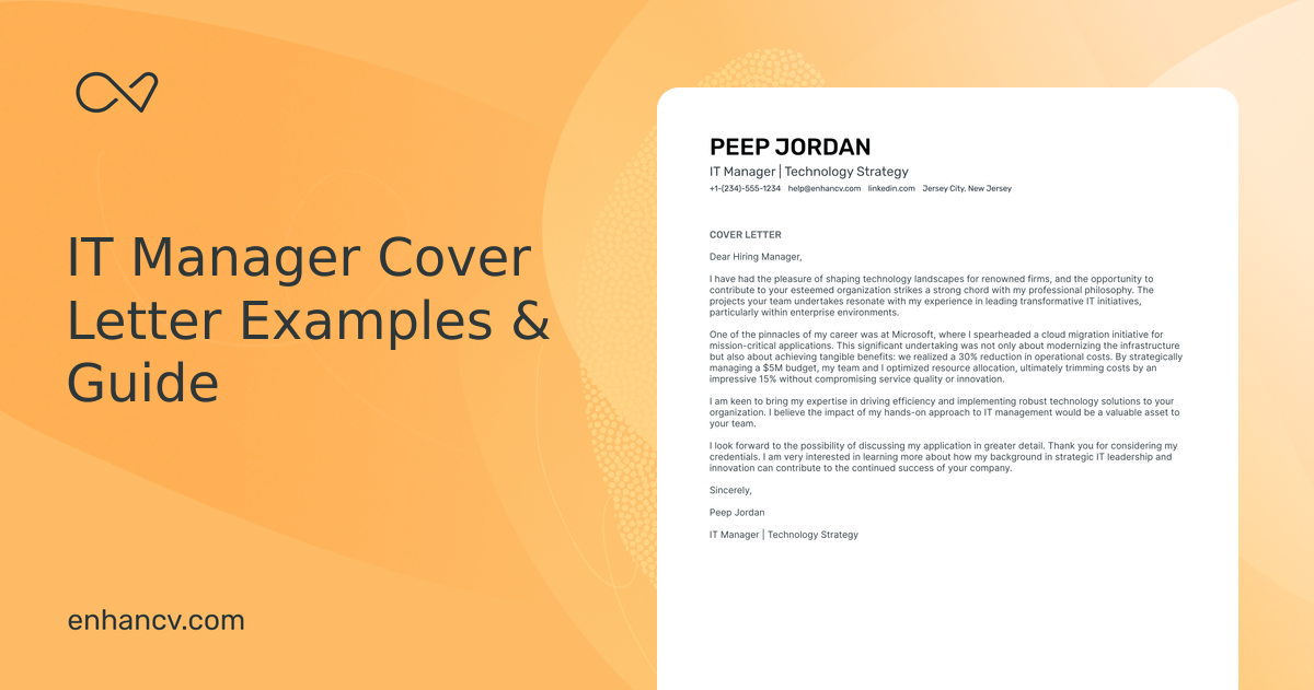 17 Professional IT Manager Cover Letter Examples and Template for 2026 ...