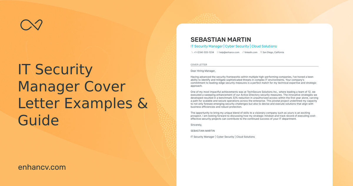 Professional IT Security Manager Cover Letter Examples and Template for ...