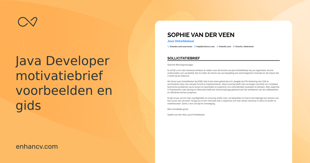 Java Developer Sollicitatiebrief-voorbeelden voor 2025
