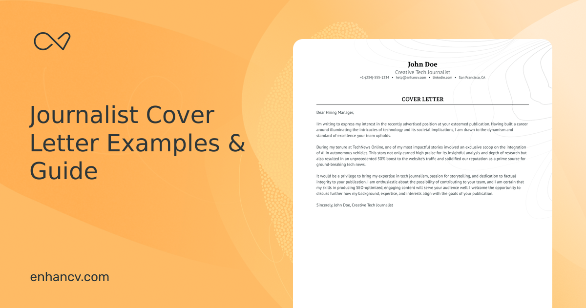 8 Professional Journalist Cover Letter Examples and Template for 2026 ...