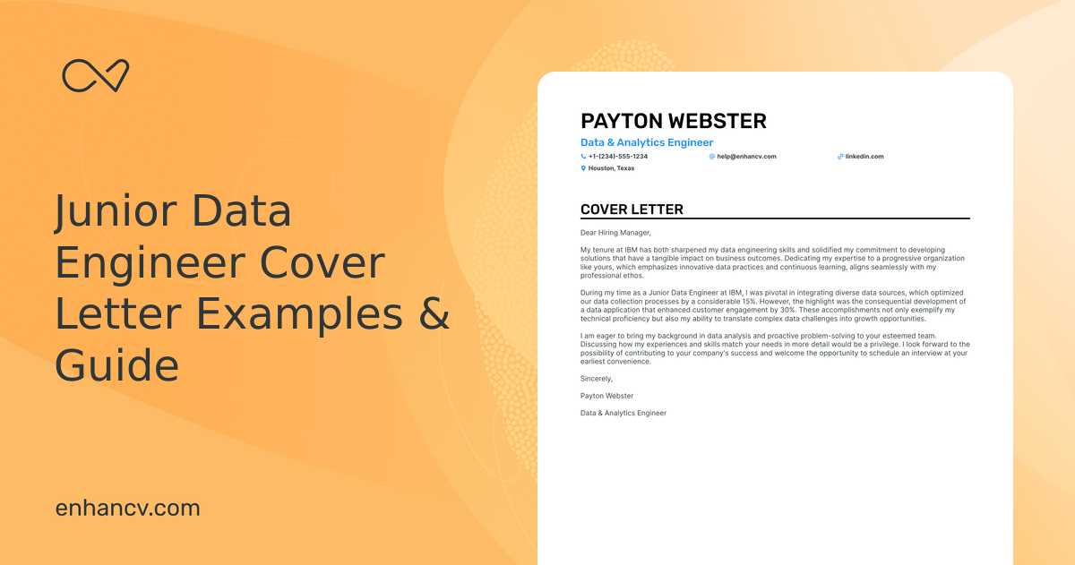 Professional Junior Data Engineer Cover Letter Examples and Template ...