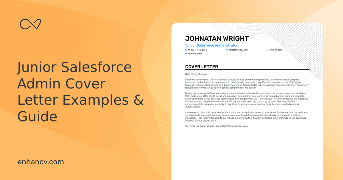 Professional Junior Salesforce Admin Cover Letter Examples and Template ...