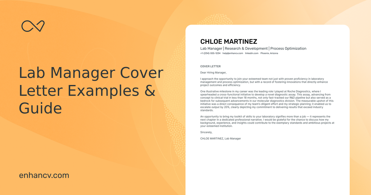 Professional Lab Manager Cover Letter Examples and Template for 2026 ...