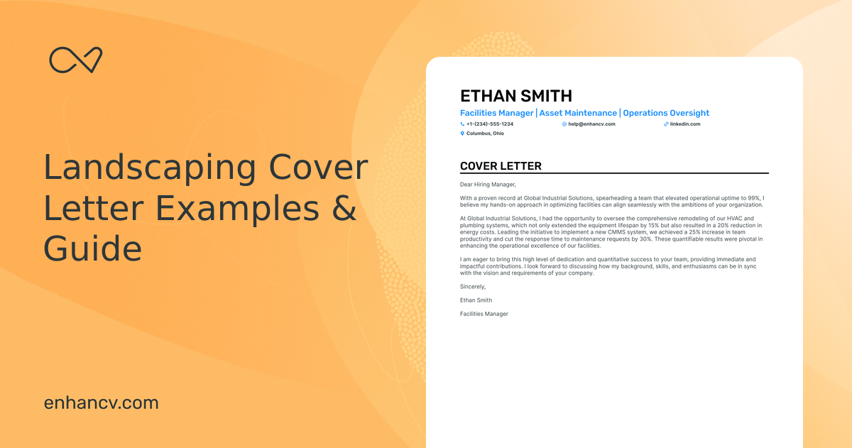 Professional Landscaping Cover Letter Examples and Template for 2026 ...