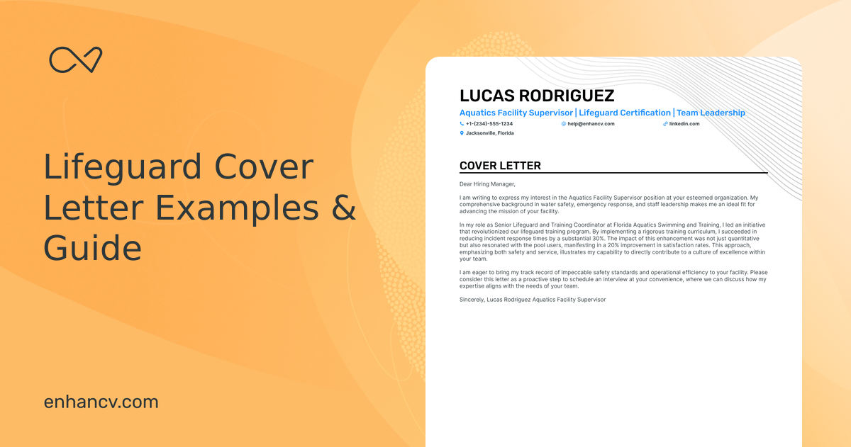 5 Professional Lifeguard Cover Letter Examples and Template for 2026 ...