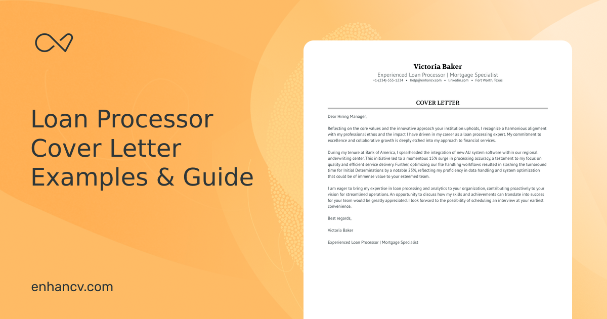 Professional Loan Processor Cover Letter Examples and Template for 2025 ...