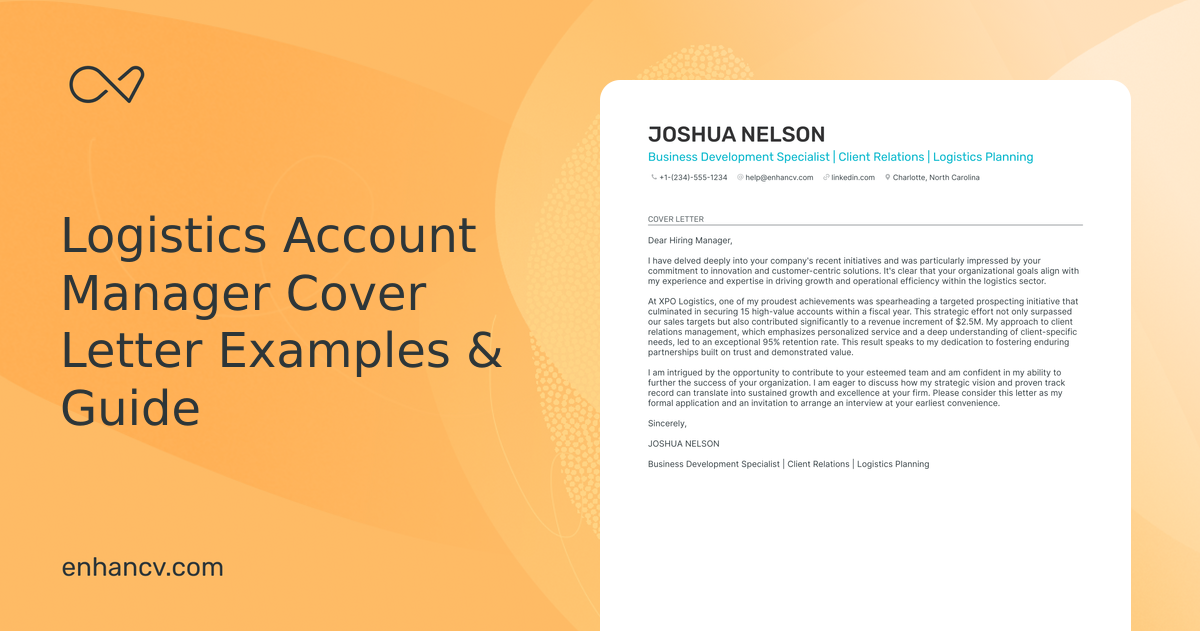 Professional Logistics Account Manager Cover Letter Examples and ...