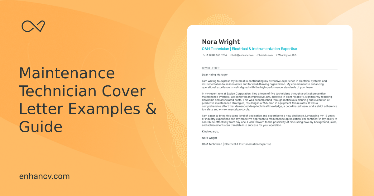 5 Professional Maintenance Technician Cover Letter Examples and ...