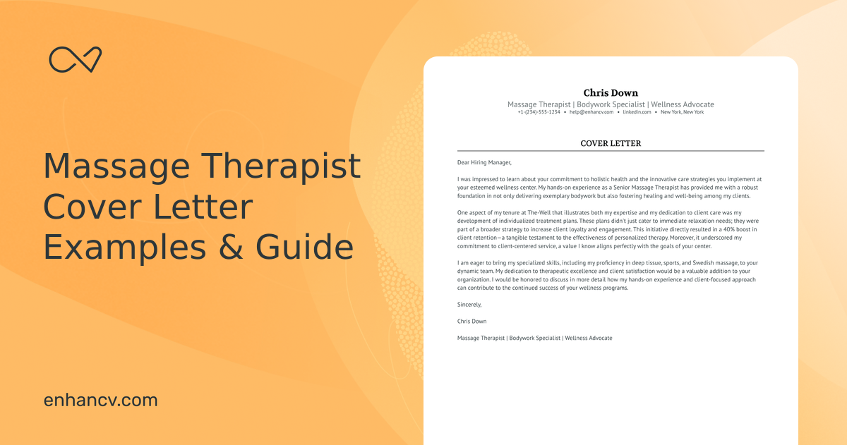 Professional Massage Therapist Cover Letter Examples and Template for ...