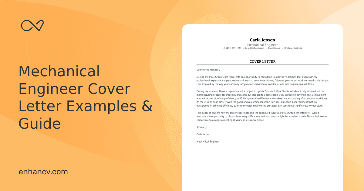 9 Professional Mechanical Engineer Cover Letter Examples and Template ...