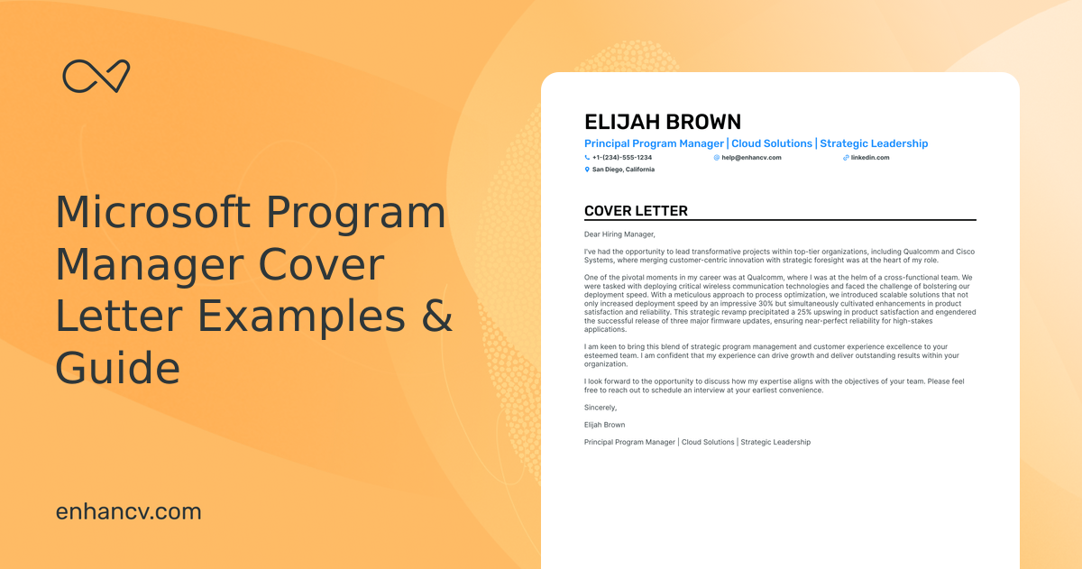 Professional Microsoft Program Manager Cover Letter Examples and ...