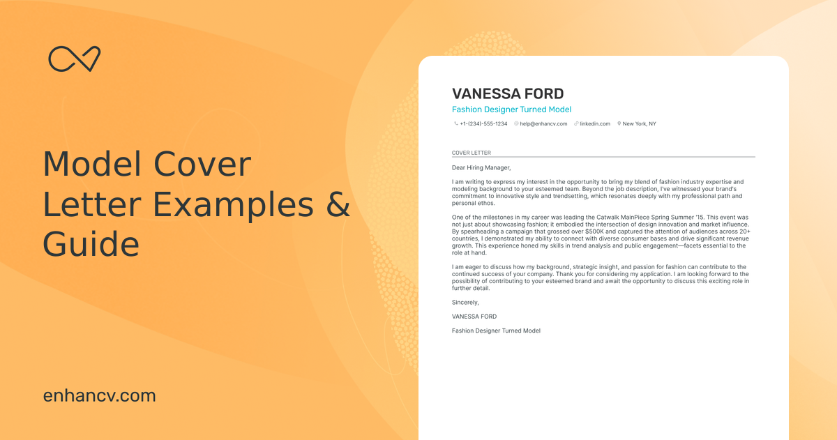 Professional Model Cover Letter Examples and Template for 2026 | Enhancv