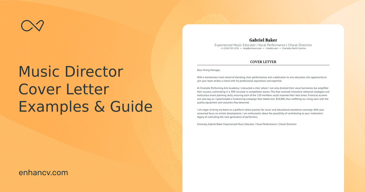 Professional Music Director Cover Letter Examples and Template for 2026 ...