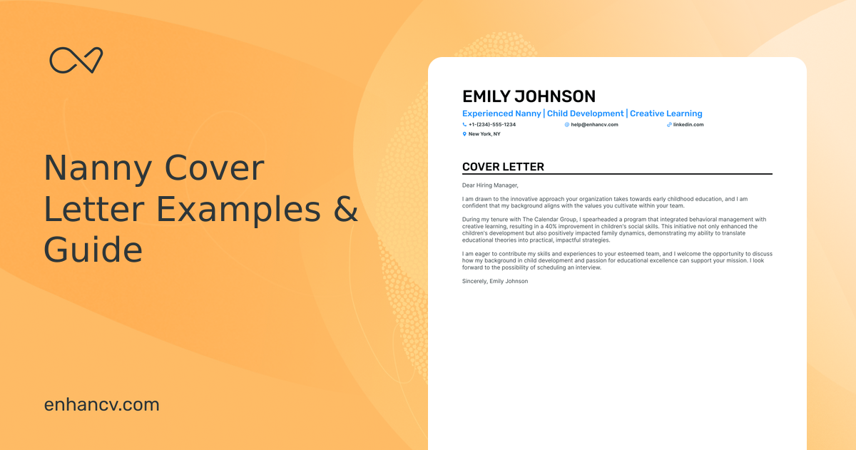 11 Professional Nanny Cover Letter Examples and Template for 2026 | Enhancv