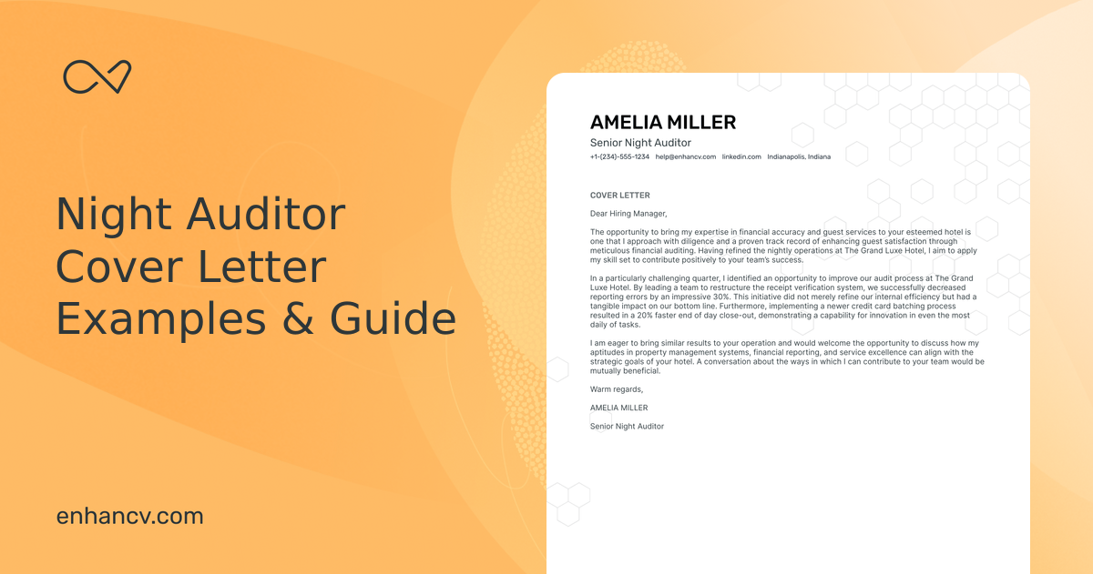 Professional Night Auditor Cover Letter Examples and Template for 2026 ...