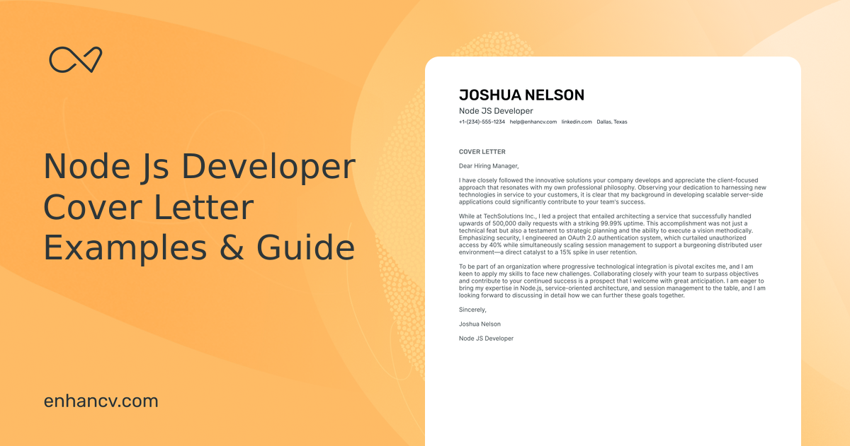Professional Node Js Developer Cover Letter Examples and Template for ... Professional Node Js Developer Cover Letter Examples and Template for ...