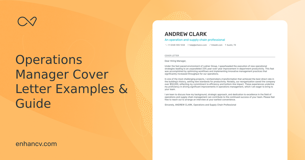 21 Professional Operations Manager Cover Letter Examples and Template ...