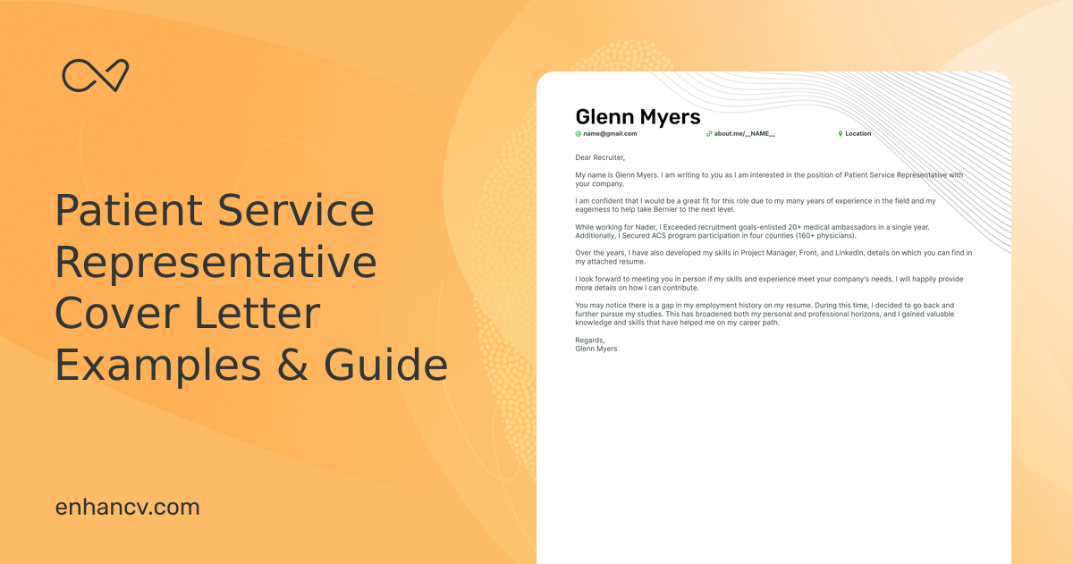Real Patient Service Representative Cover Letter Example for 2024