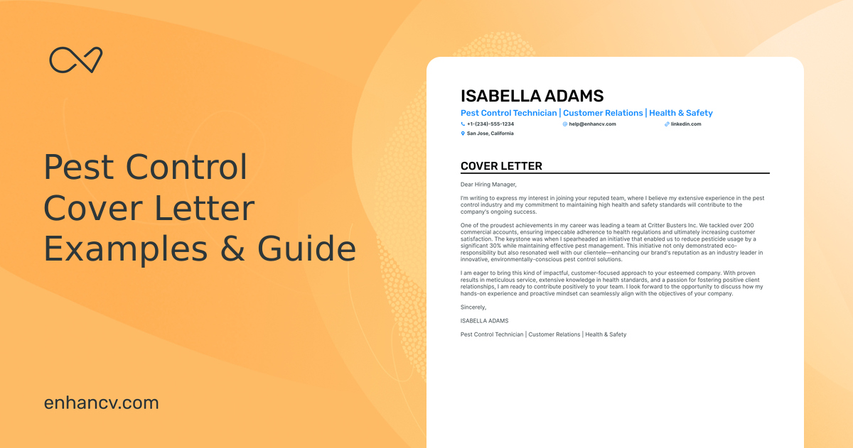 Professional Pest Control Cover Letter Examples and Template for 2026 ...