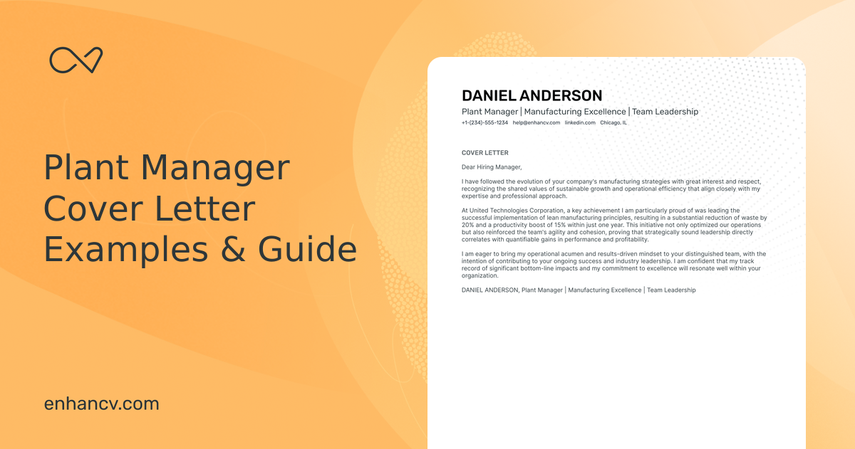 Professional Plant Manager Cover Letter Examples and Template for 2026 ...